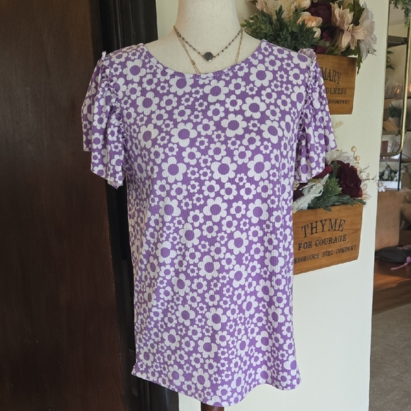 Lovely Melody | Tops | Lovely Melody Purple Floral Blouse | Poshmark